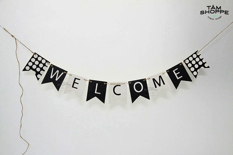 Tâm Shoppe - Dây treo chữ WELCOME trắng đen số 11
